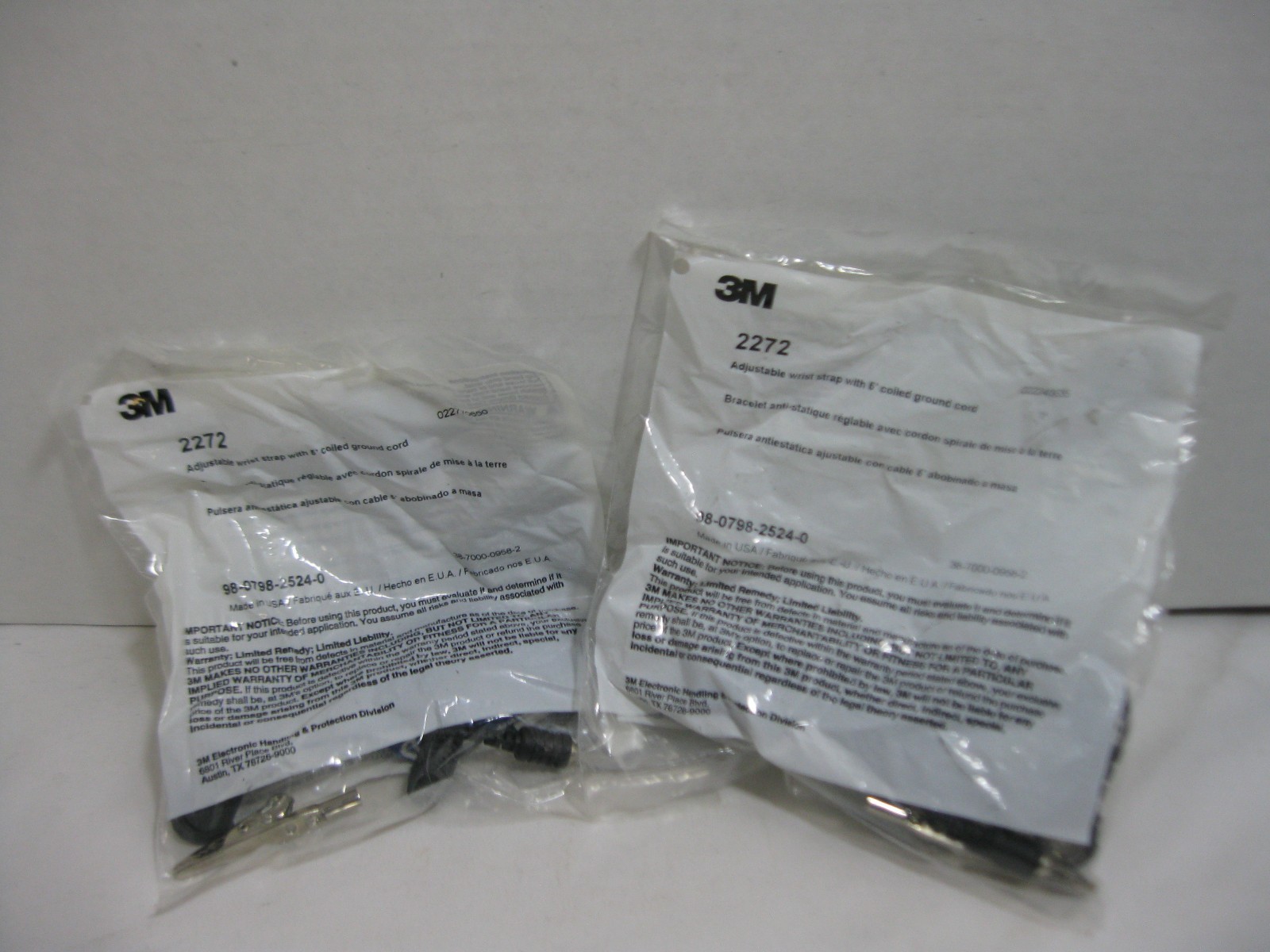 3M wrist strap wtih 5" Antistatic coiled ground cord 2272 Lot of 2 New ...