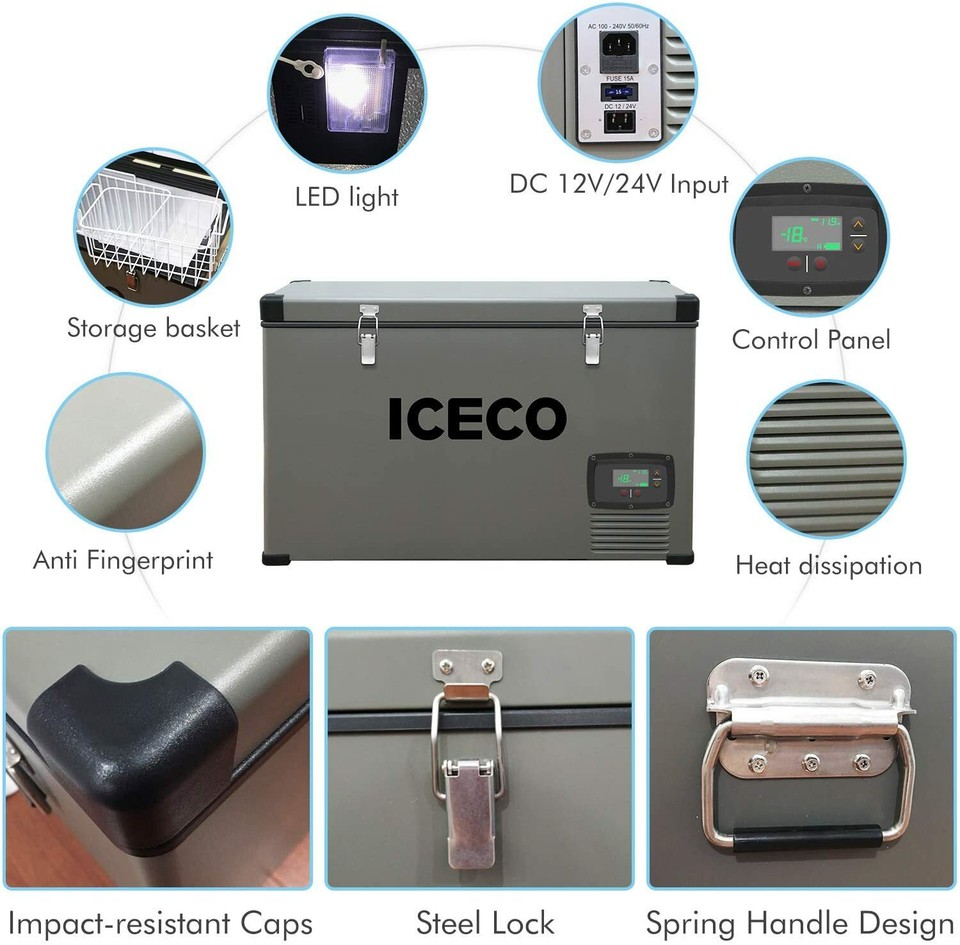 ICECO 45/63/68 Portable Car Fridge Freezer Truck Refrigerator Camping ...