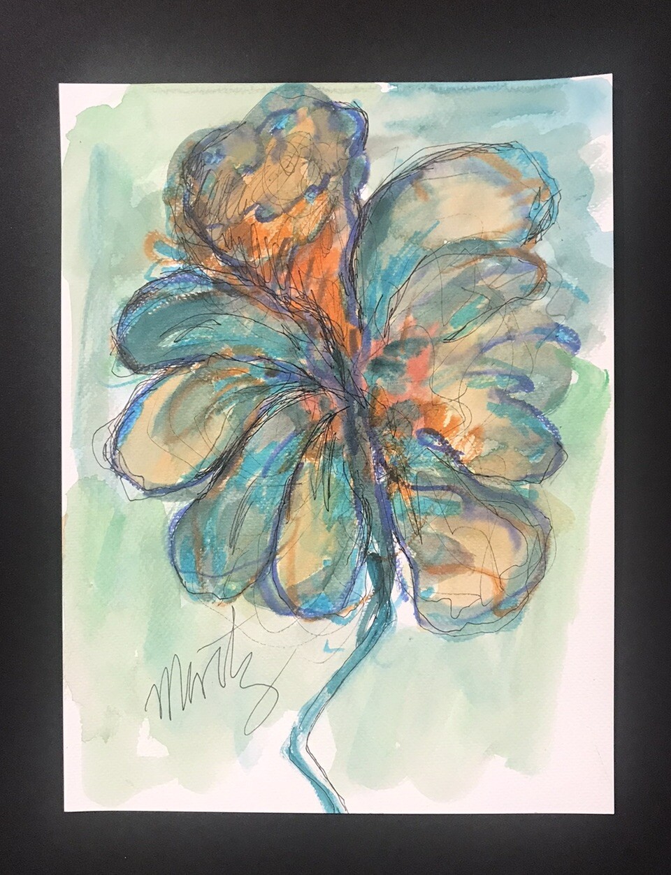 Paul Mintz Baltimore Artist original Ink watercolor Flowers Number 3 | eBay