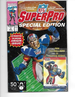 1991 MARVEL NFL SUPERPRO SPECIAL EDITION COMIC Book JOE JUSKO & Pack of ...