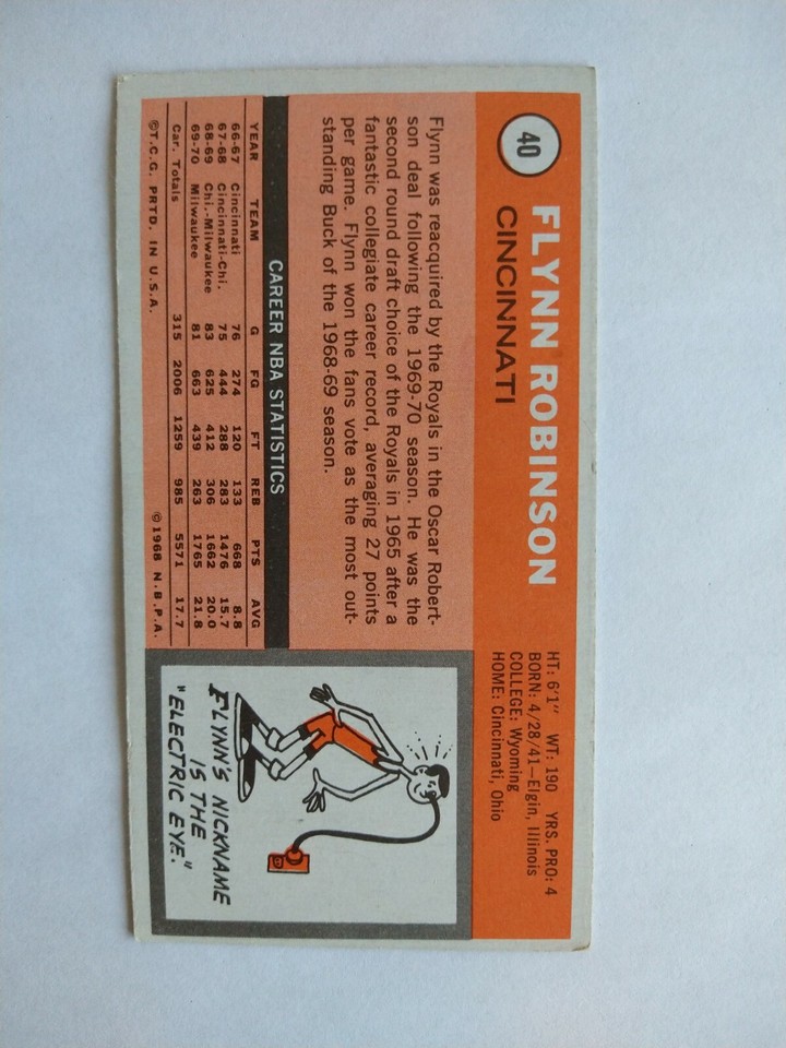 1970 Topps Flynn Robinson #40 Basketball Card | eBay