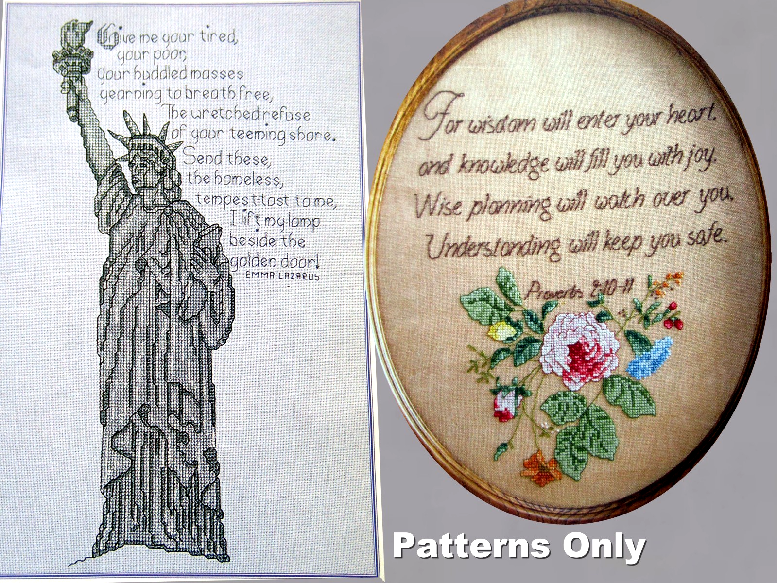 Statue Lady Liberty Wise Words of Proverbs CROSS STITCH/NEEDLEPOINT ...