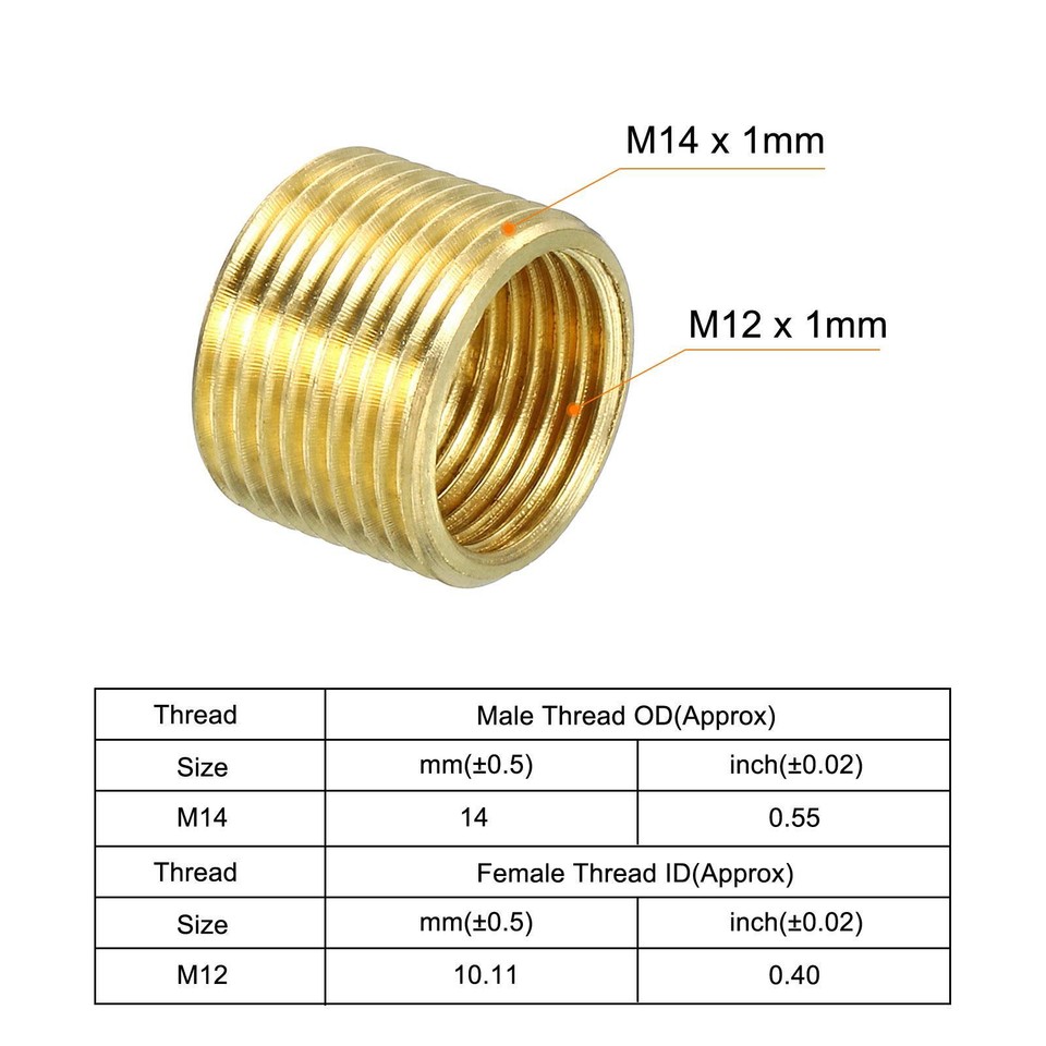 3pack Thread Reducing Nut M14 Male to M12 Female Adapter 10mm Sleeve ...