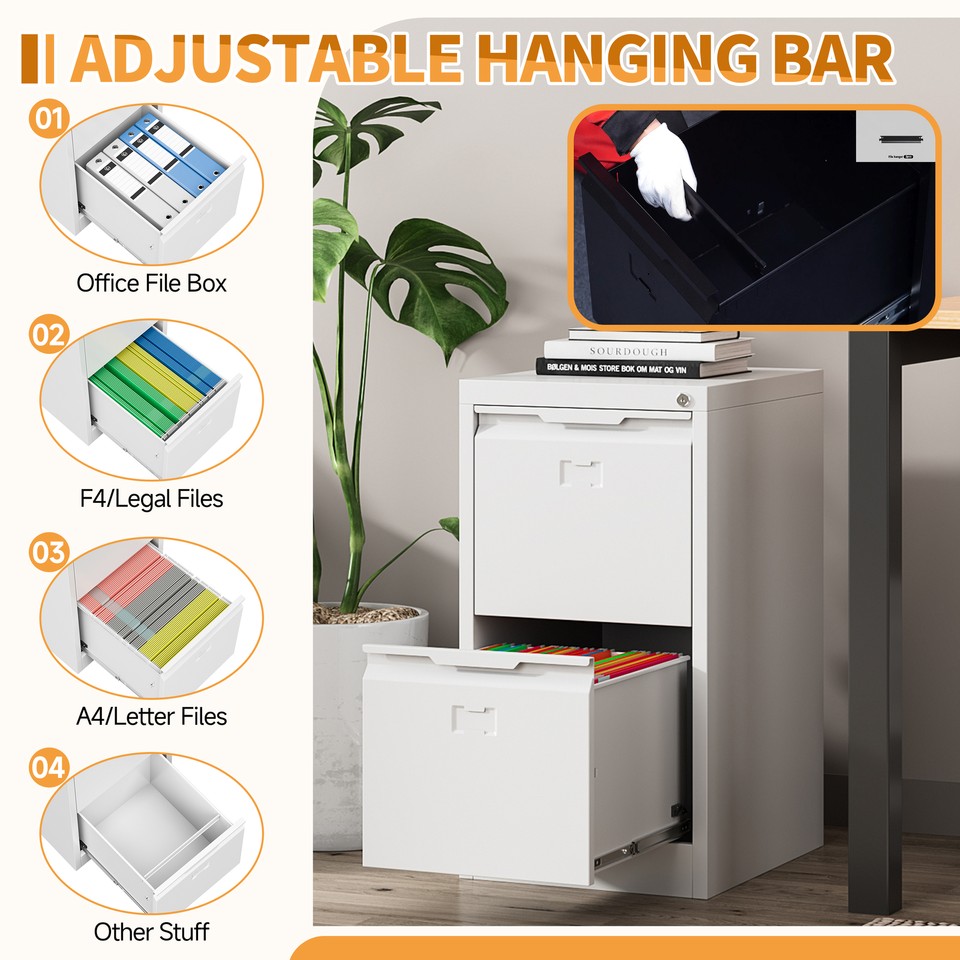 Metal Vertical File Storage Cabinet Filing Cabinet with Lock Drawer for ...