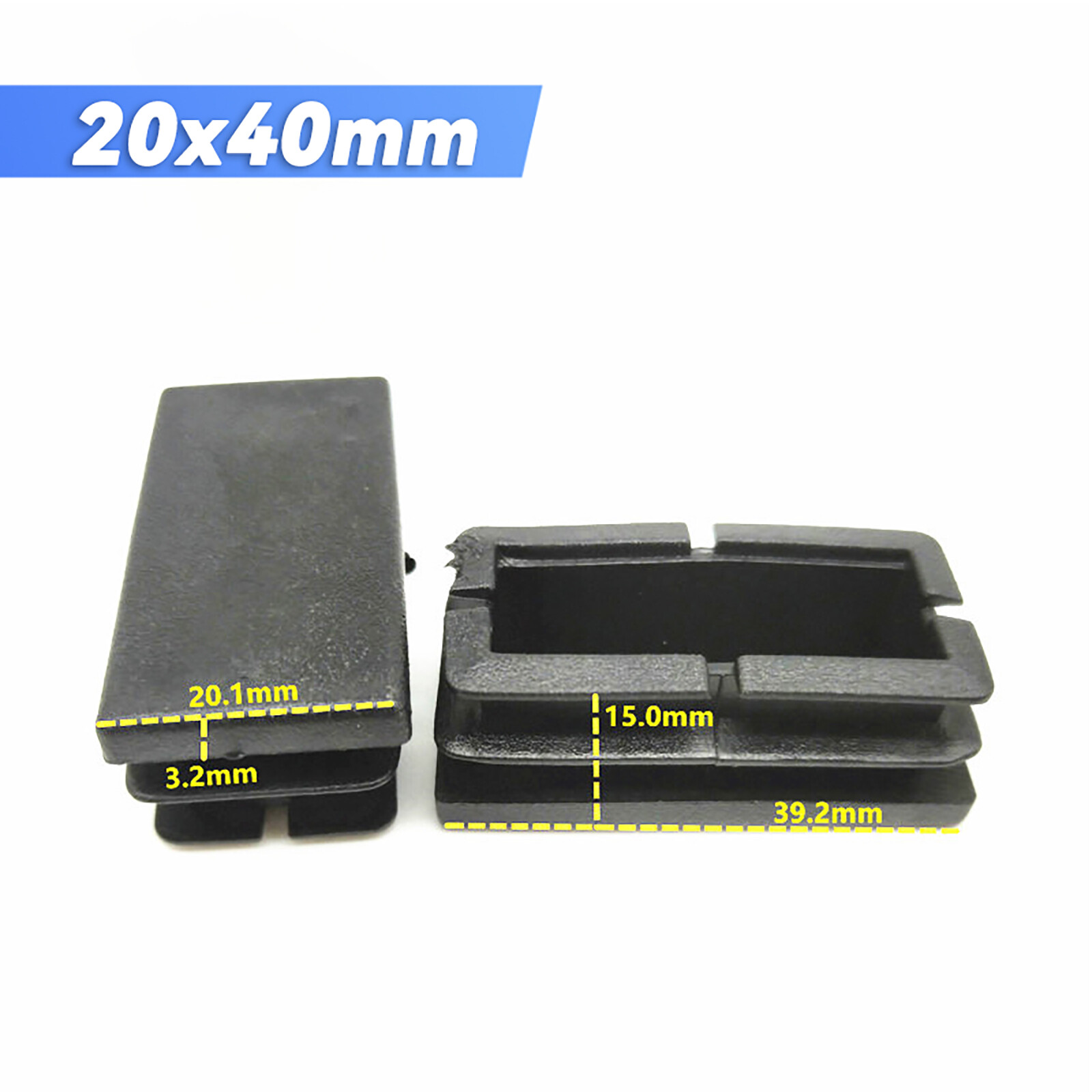 Rectangular Plastic End Caps Ribbed Plugs Blanking Inserts Tube Pipe ...