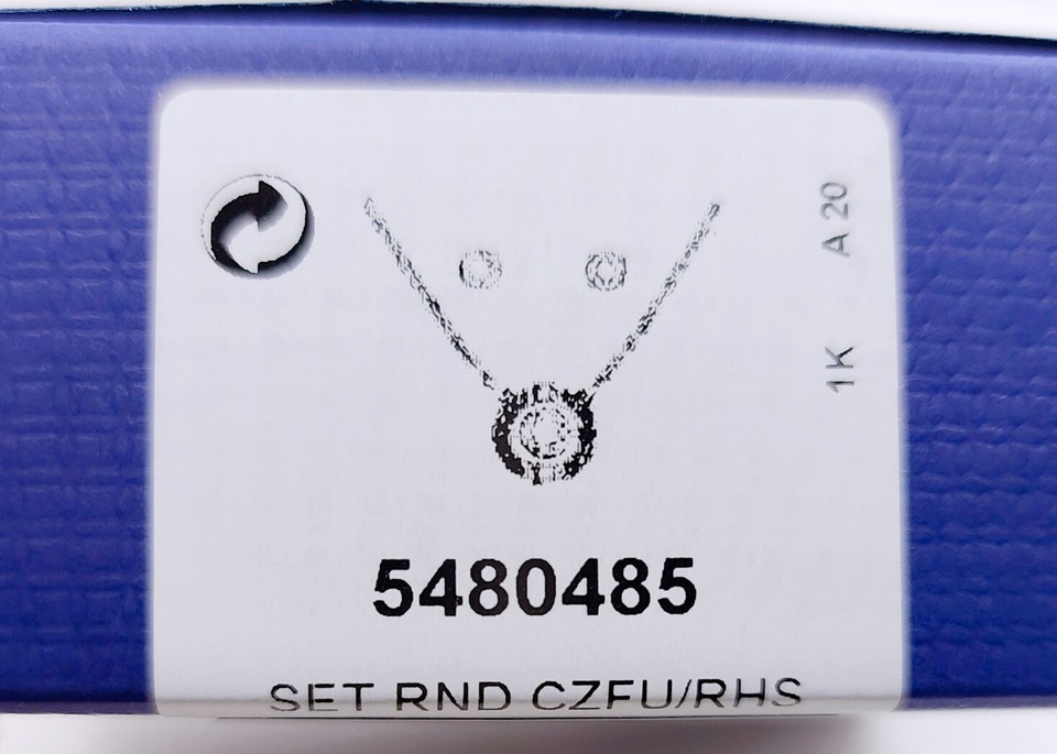 New SWAROVSKI Rhodium Sparkling Dance Blue Crystal Set Stud + Necklace ...