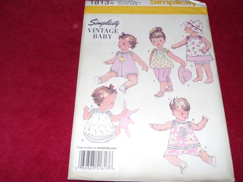 🌹 SIMPLICITY #1813 - INFANT SUMMER ROMPER-DRESS-PANTIES-HAT PATTERN XXS ...