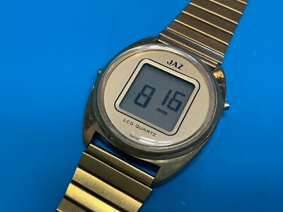 Vintage Rare NOS JAZ LCD Quartz Swiss Rare Model with Flashing SWISS ...