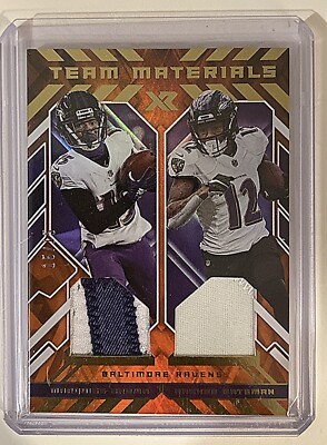 2021 PANINI XR Marquise Brown & Rashod Bateman Team Materials Orange ...