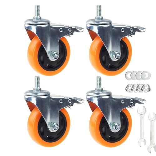 Heavy Duty Swivel Wheels, 3 Inch Yellow PVC Casters with Metric Stem ...