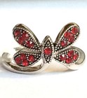 Silver Red Crystal Butterfly Ring Size 6 7 8 9 Insect Bug Rhodium ...