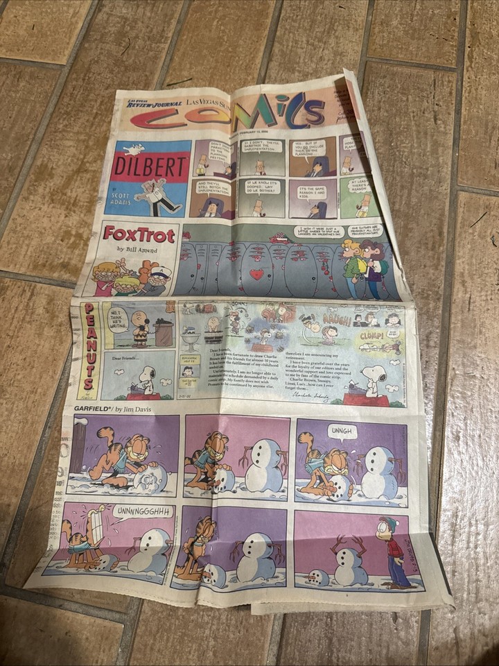 Charles Schulz Last Peanuts Comic Strip Feb. 13 2000 Snoopy Charlie ...