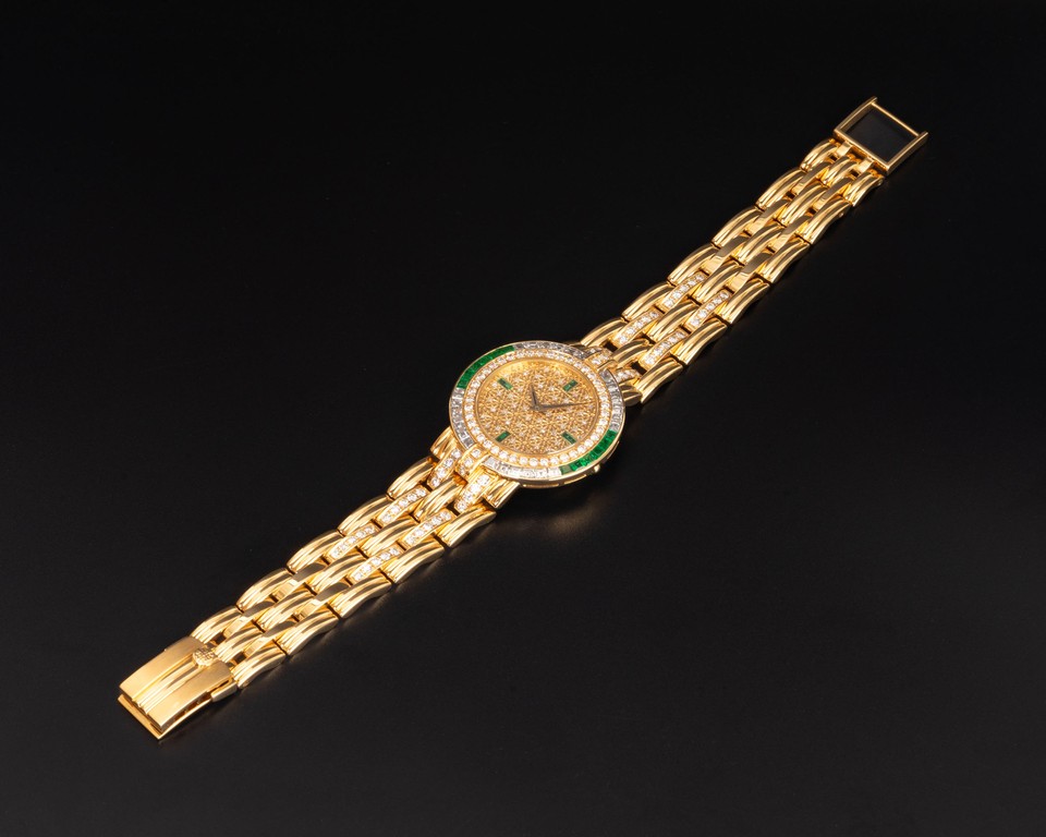 Patek Philippe Calatrava Lady 3982/23J 18k Yellow Gold Diamond Emeralds ...
