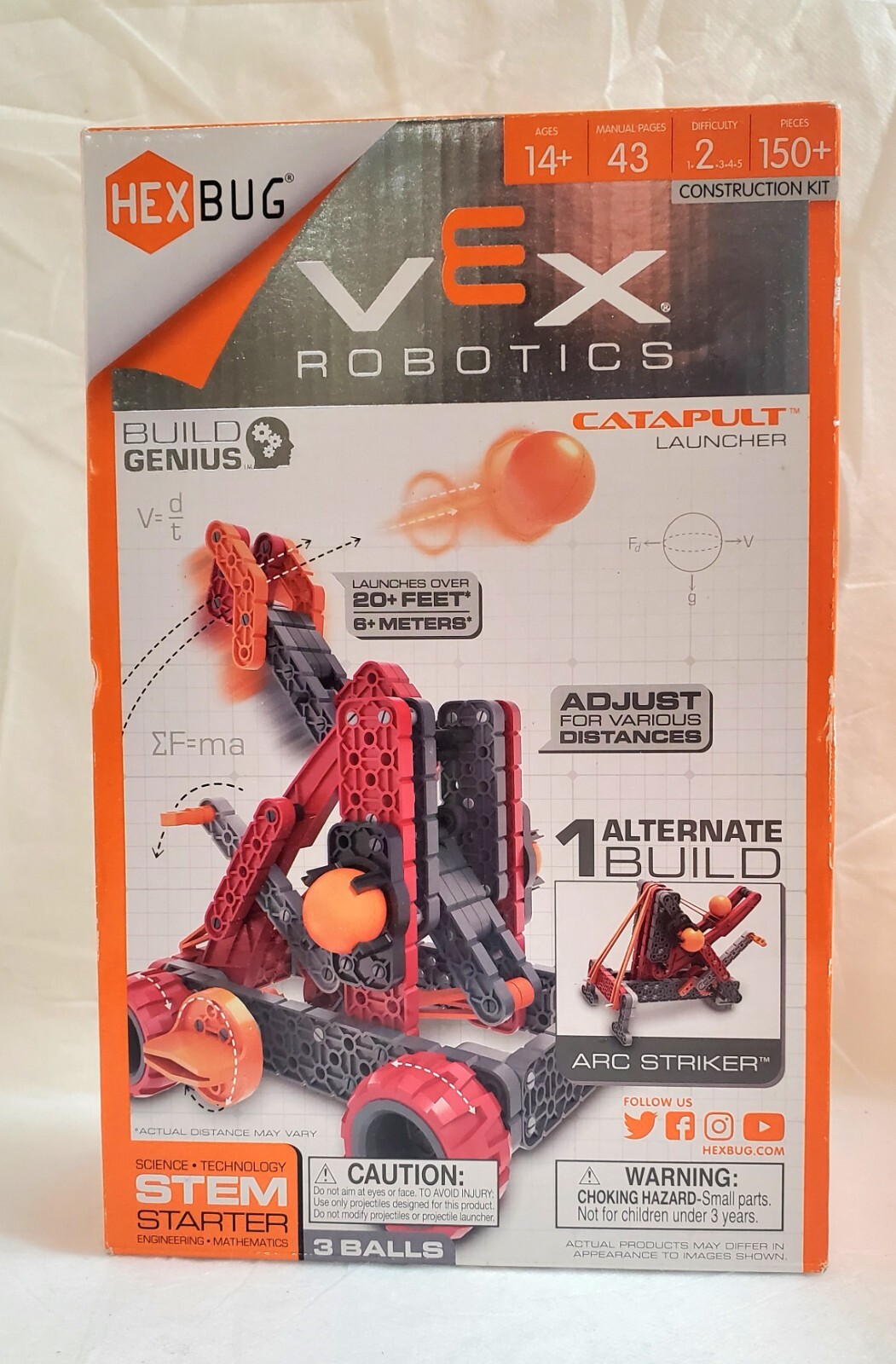 VEX ROBOTICS CATAPULT LAUNCHER By HEXBUG 150+ pc construction kit 20 ...