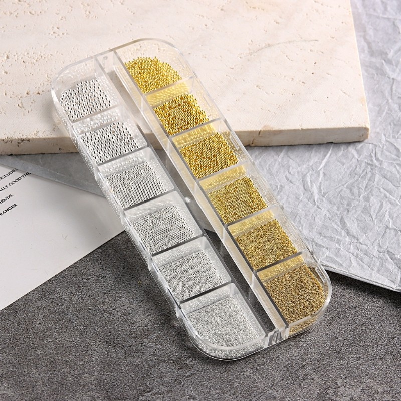 Mini Nail Art Caviar Beads, 3D Micro Caviar Beads Gold Silver Beads ...