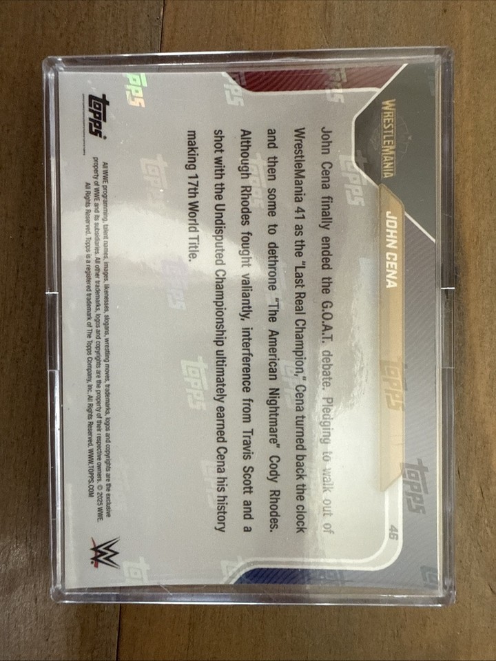 WWE Topps Now John Cena (card 48) 17th World Title Wrestlemania 41 ...
