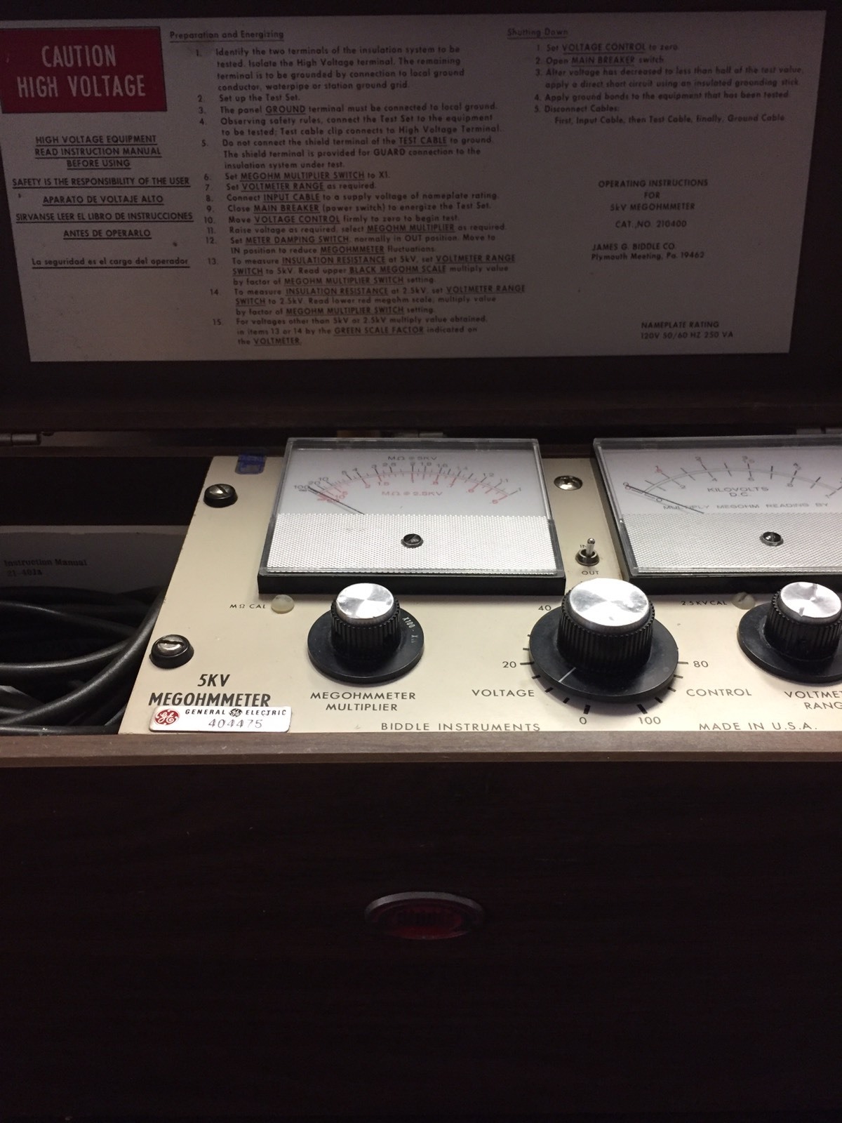 UPDATED Biddle Instruments Insulation Resistance 5kV Megohmmeter Model ...