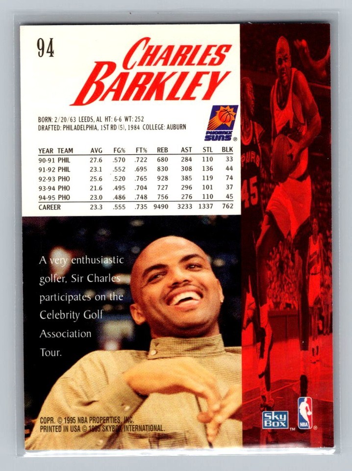 1995 SkyBox Premium Charles Barkley #94 Basketball Phoenix Suns | eBay