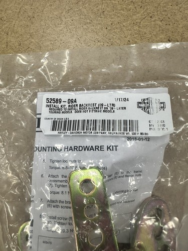 Harley-Davidson Rider Backrest Mounting Kit 52589-09a | eBay
