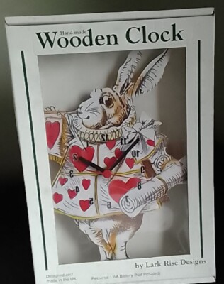 Alice in Wonderland: White Rabbit Wooden Clock-Lark Rise Designs | eBay UK