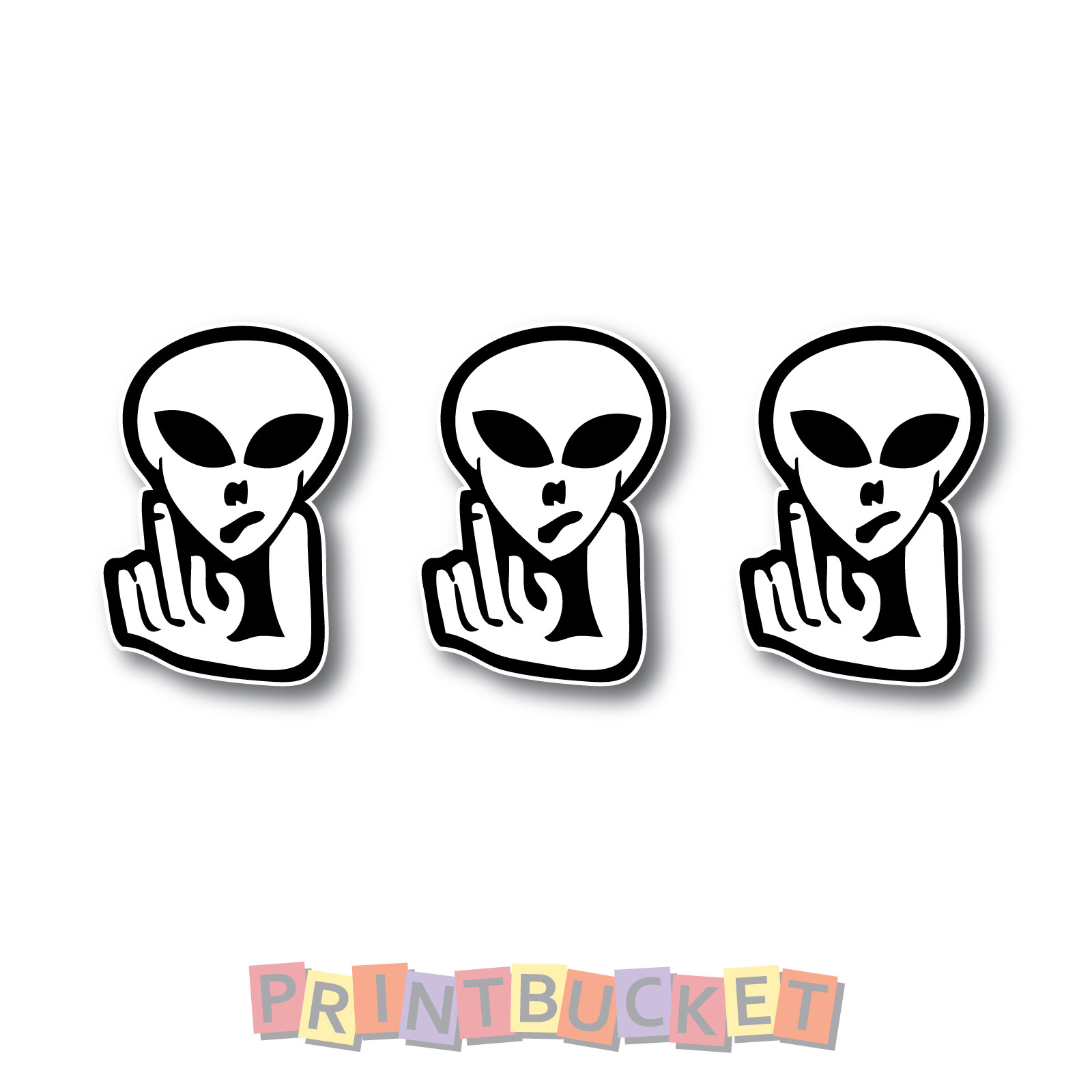 Alien middle finger Helmet sticker 3 x 60mm quality water & fade proof ...