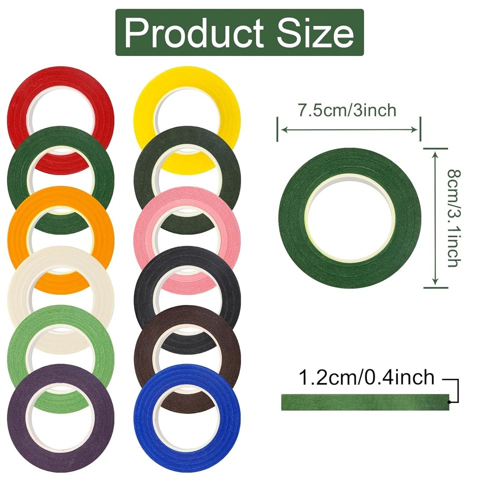 Kelamayi 12 Rolls Floral Tapes,Self-Adhesive Florist Stem Wrap for Corsages,Flo | eBay UK