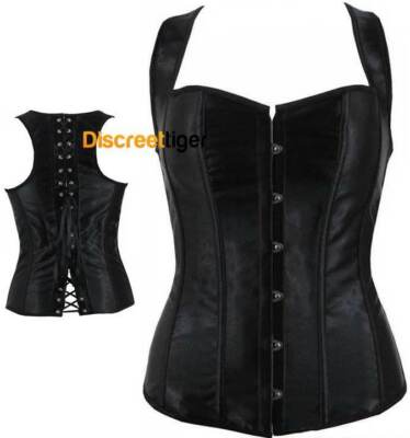 Black Corset Top Satin Sholder Straps Shaper Racerback Waist Reduction ...