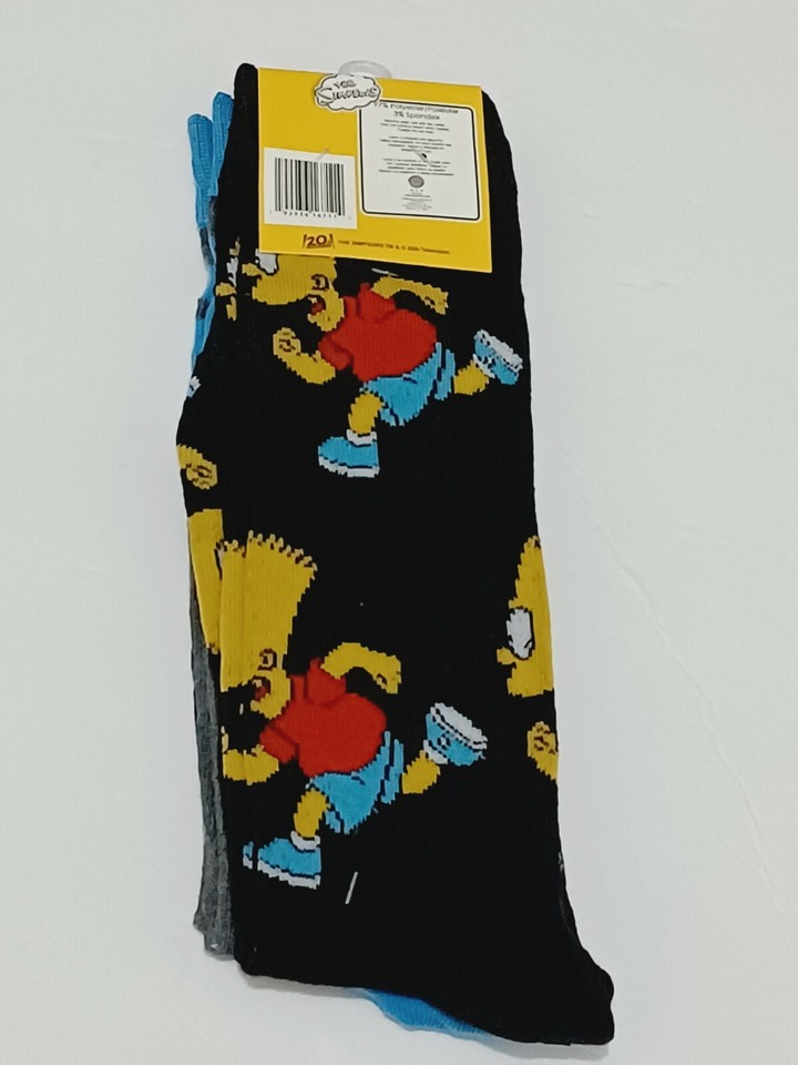 THE SIMPSONS Socks - 2 PAIRS 🧦🧦 Size 6-12 - BART SIMPSON Eat My Shorts ...