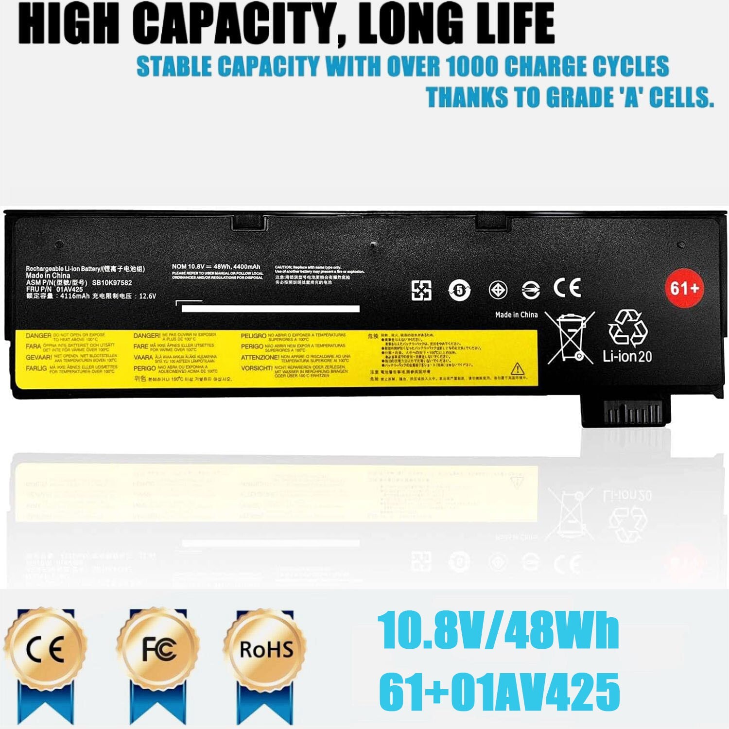 01AV425 01AV424 Battery for Lenovo ThinkPad T470 T570 T480 T580 A475 ...