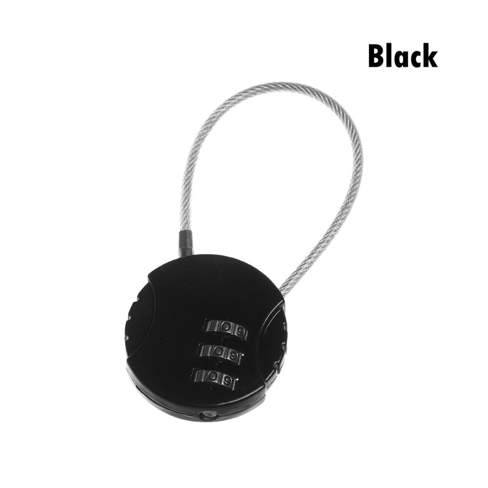 STRONG 3 DIGIT COMBINATION LOCK Bag Backpack Travel Cycle Security Wire ...