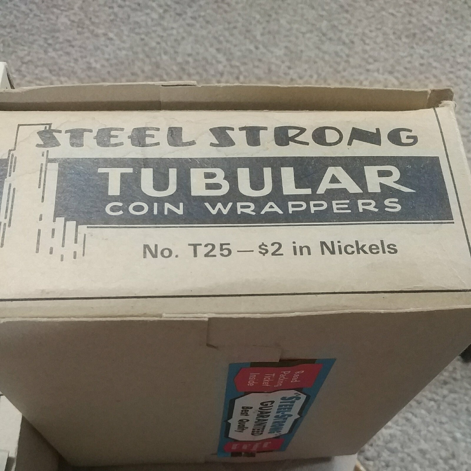 Steel Strong Tubular Coin Wrappers No T25 $2 In Nickels-complete sealed ...