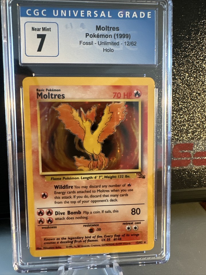 Moltres 12/62 Holo Base Set Fossil CGC 7 | eBay