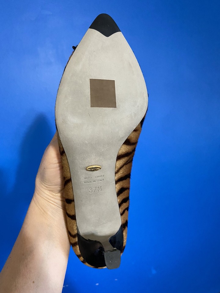 SERGIO ROSSI NWB pumps IT37.5/US7.5 Calf hair Tiger Print/black Patent ...