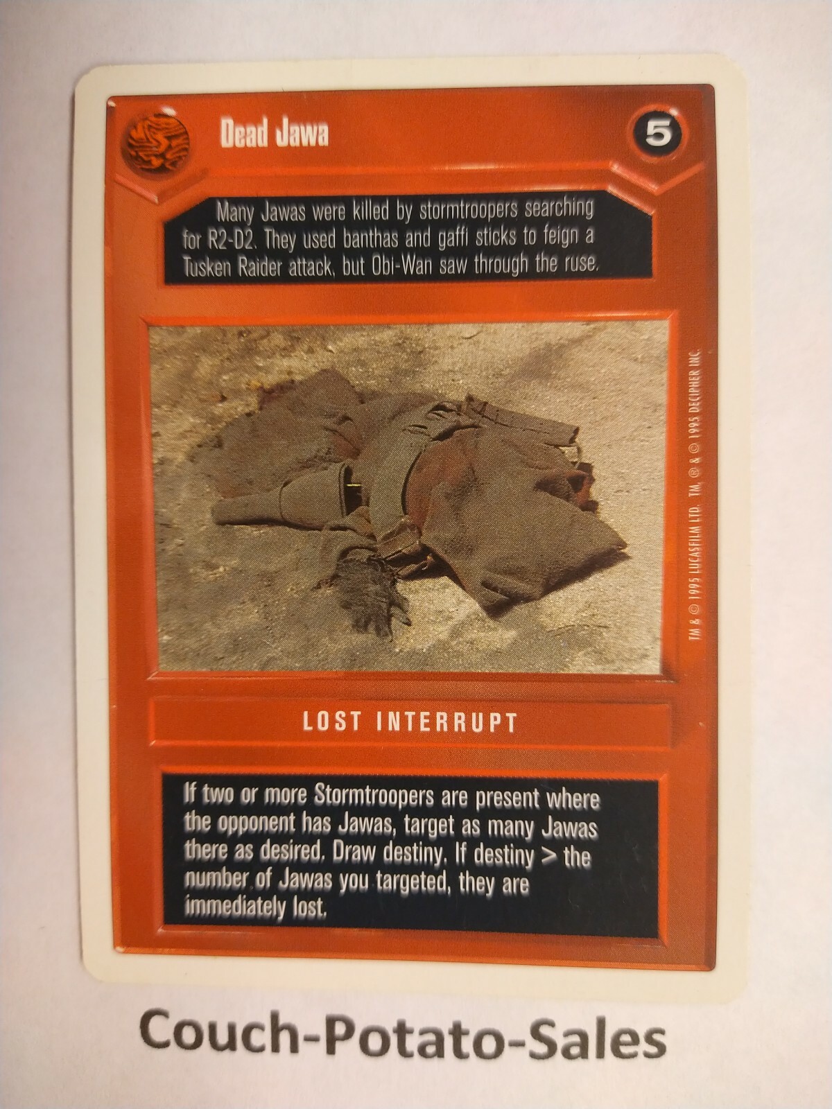 Star Wars White Border CCG Card Dead Jawa NEW UNCIRCULATED Premium Card ...