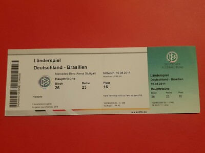 Used Ticket UEFA EURO 2012 Test Deutschland DFB Germany vs Brazil ...