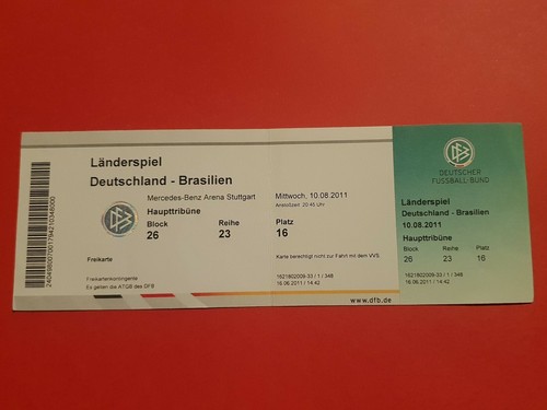 Used Ticket UEFA EURO 2012 Test Deutschland DFB Germany vs Brazil ...