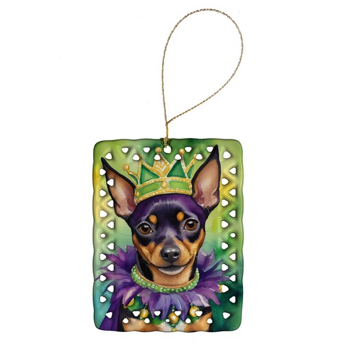 Miniature Pinscher King Queen of Mardi Gras Porcelain Ornament ...