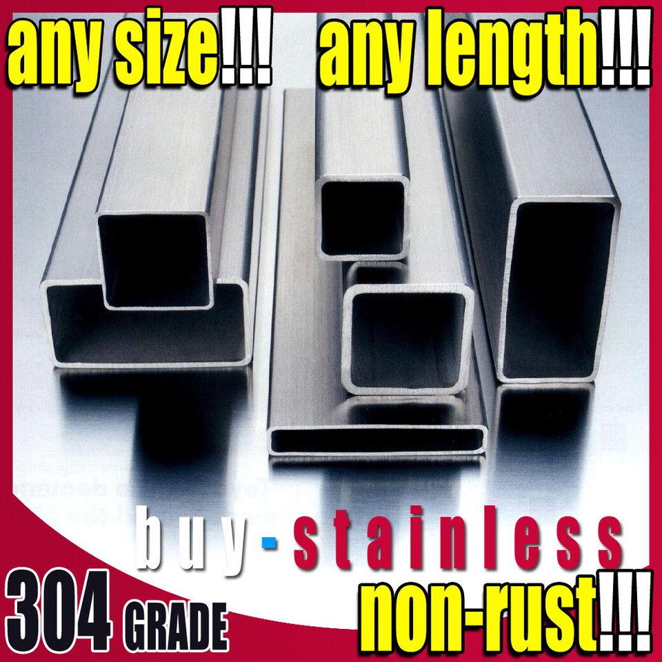 Grade 304 Stainless Steel Square Box Section **ANY SIZE** **ANY LENGTH ...