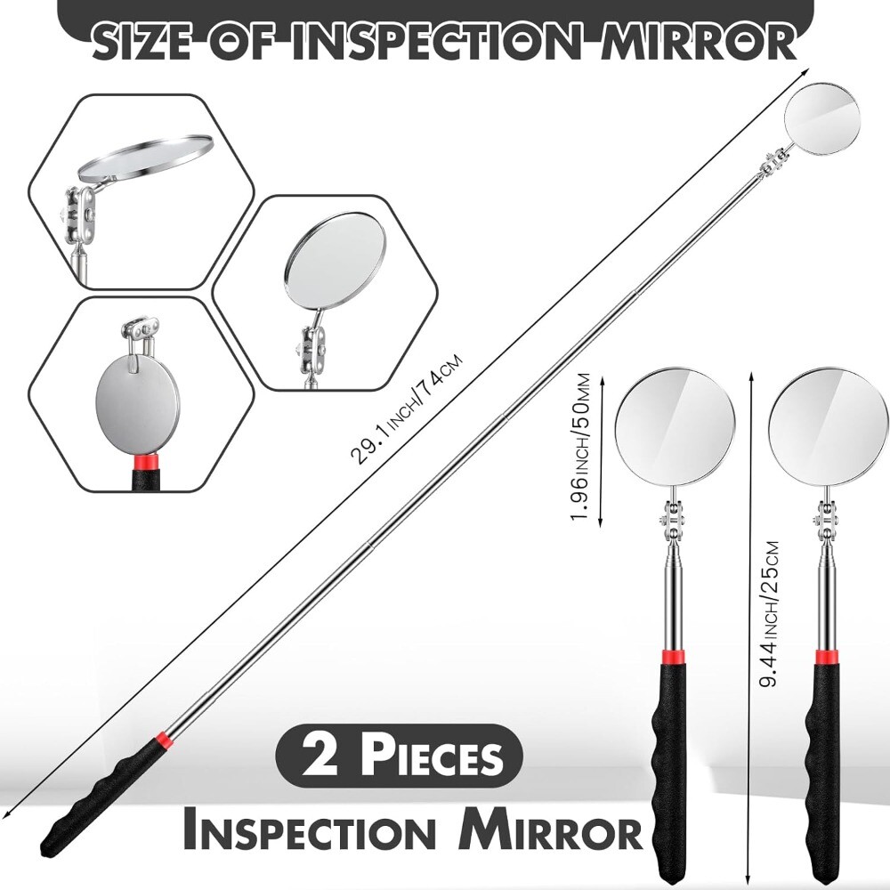 2pcs 73cm Telescoping Inspection Mirror Mechanics Mirror Tool | eBay ...