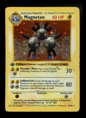 #2 1st Edition Magneton 9/102 Base Set 1999 Shadowless Holo Rare WOTC ...