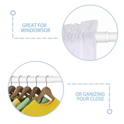 1pcs Spring Curtain Tension Rods for Window 18 to 28 Inch White Small ...