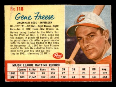 1962 Post Baseball #118 Gene Freese GD *d3 | eBay