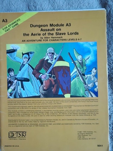 Ad&d Advanced Dungeons and Dragons A3 The Aerie of the Slave Lords | eBay