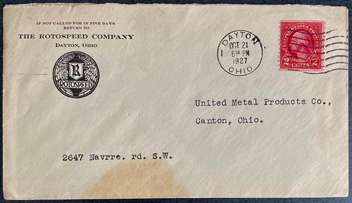 1927 2c Coil Rotospeed CO ADV Dayton to Canton Ohio Classic Cover | eBay