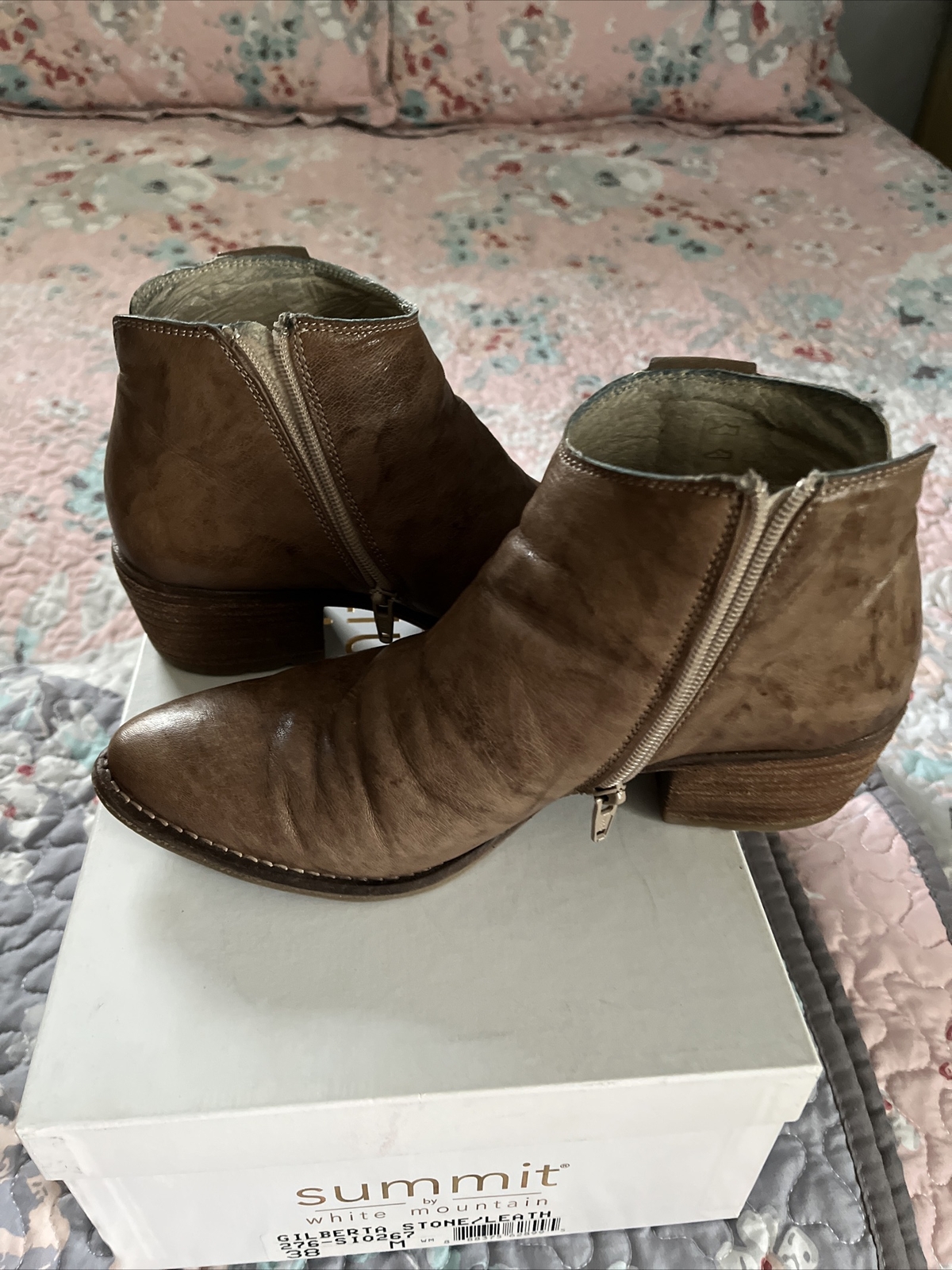 Summit by White Mountain ANKLE BOOTS EU 38 US 8 Stone Leather Back ...