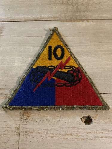 ORIGINAL RARE US Army 10th Armored Div. sew-on color patch Greenish ...