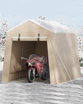 Portable 7x10 Ft Bike & ATV Storage Tent with Roll-Up Door - Khaki | eBay