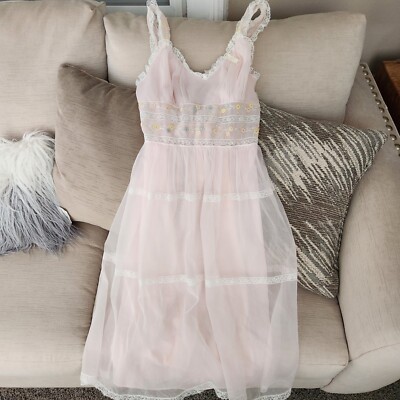Rare NOS Laros Classic pink nightie Print Nightgown Size 36 1950's USA ...