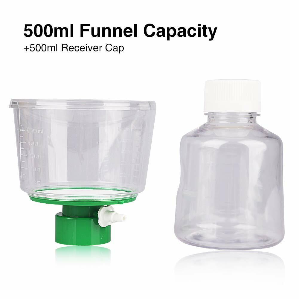 4Pack Lab 500ml Sterile Vacuum Filter Bottle Top 0.22um PES Membrane ...