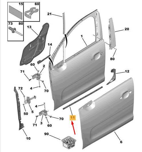 CITRO N C3 MK3 SX Front Door Side Sill Seal 9816148380 New Genuine ...